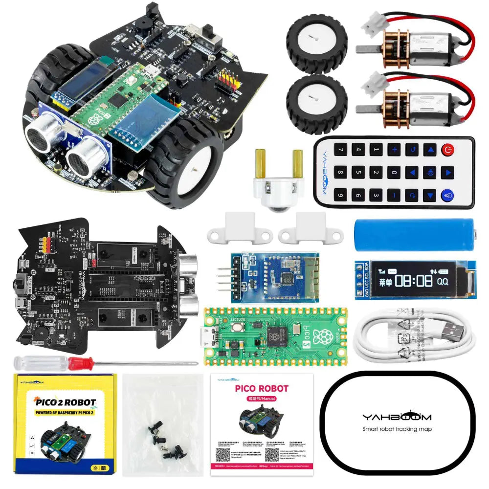 Yahboom Robot Car Kit for Raspberry Pico2 Board w/ Micropython App Control & Infrared Remote ...