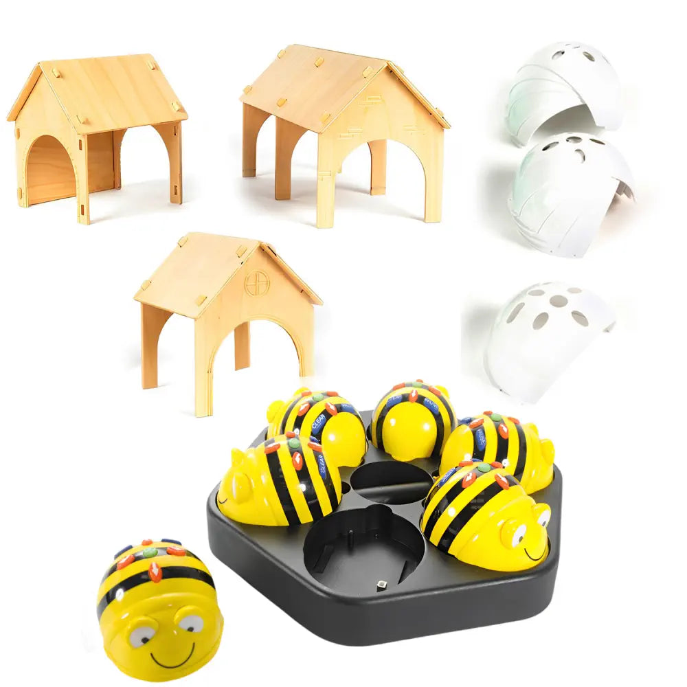 TTS 6 Bee-Bot Programmable Robots with Docking Station, Wooden Tunnels ...