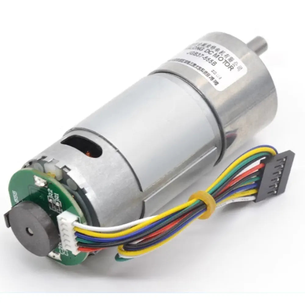 37mm Diameter 24V 600RPM 555 Brushed Geared Motor with Encoder - RobotShop