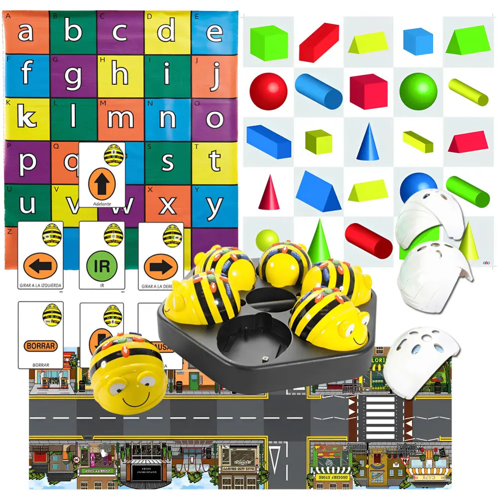 Bee Bot Coding Robot See & Say Version with 3 Activity Mats, A5 Sequence Cards, White Clip On ...