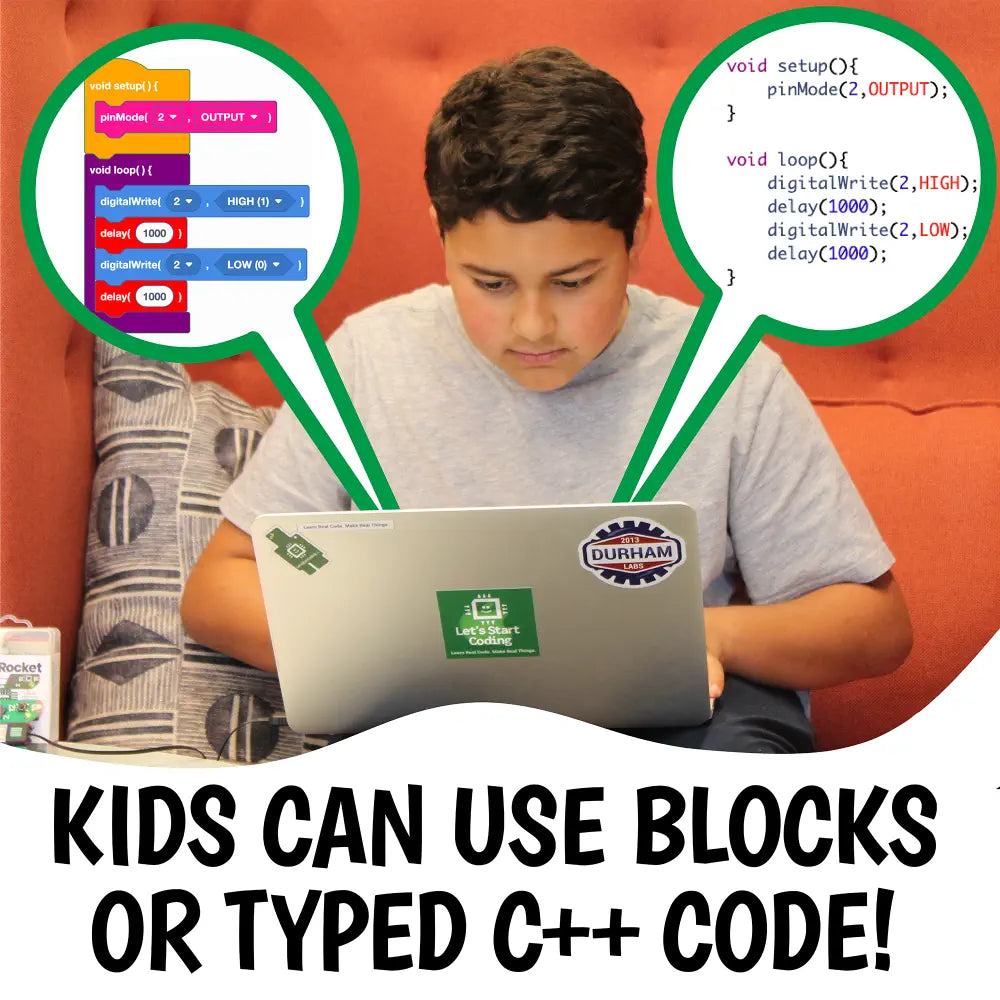 Code Rocket Toy for Kids Ages 8 12+, Learn Block & Typed Coding w/ Circuits - RobotShop