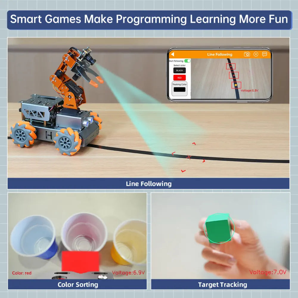 Hiwonder MasterPi AI Vision Robot Arm with Mecanum Wheels Car Powered by Raspberry Pi 5 Open ...