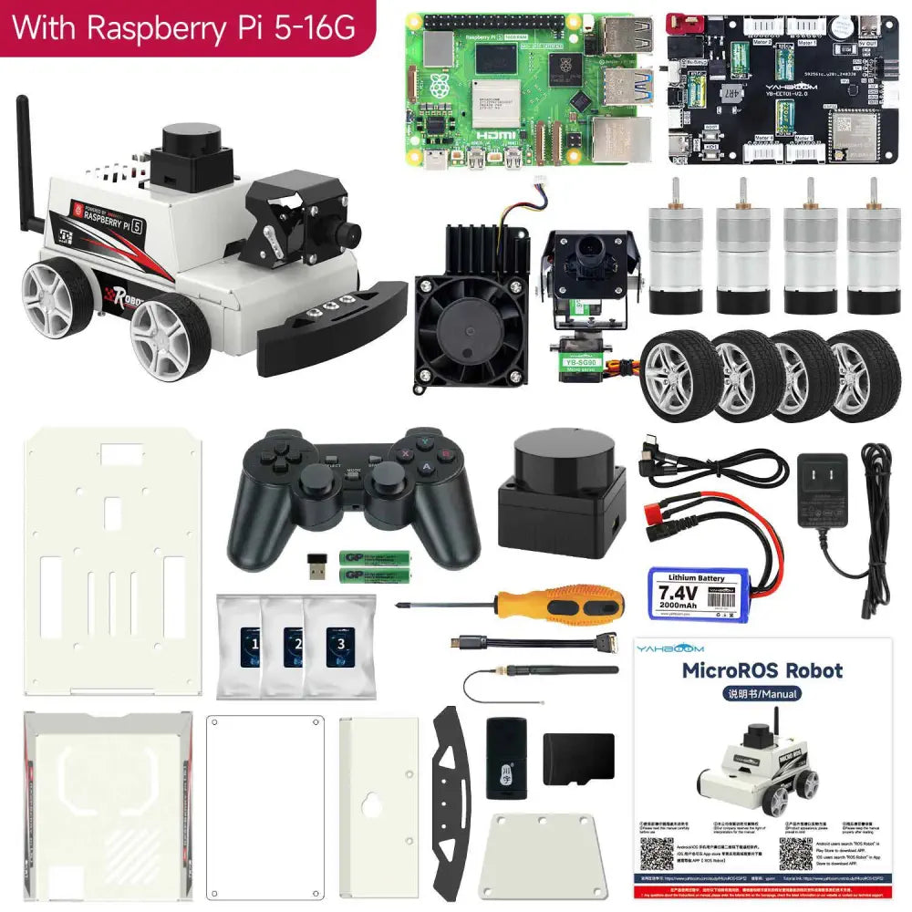 Kit de Coche Robot Visual AI ROS2 Yahboom Raspberry Pi 5 2DOF Lidar Proyecto de Educación STEM ...