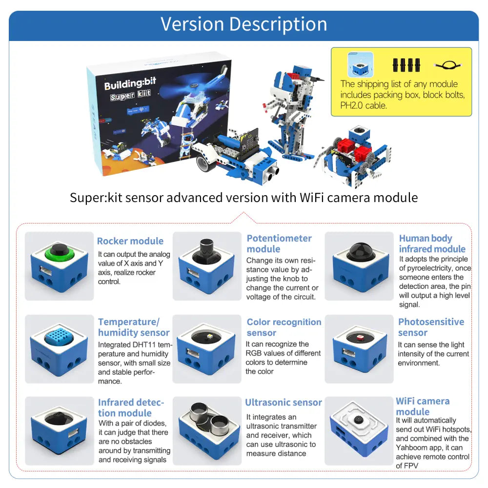 Yahboom Micro bit Building Block Robot Kit 16 in 1 STEM Projects DIY Science Educational Toys ...