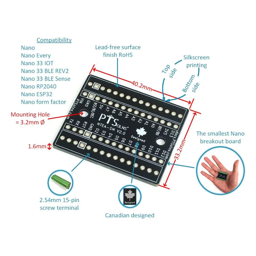 PTSolns Breakout Board BoB Expansion Adapter for Nano Microcontroller Development Board (Nano ...