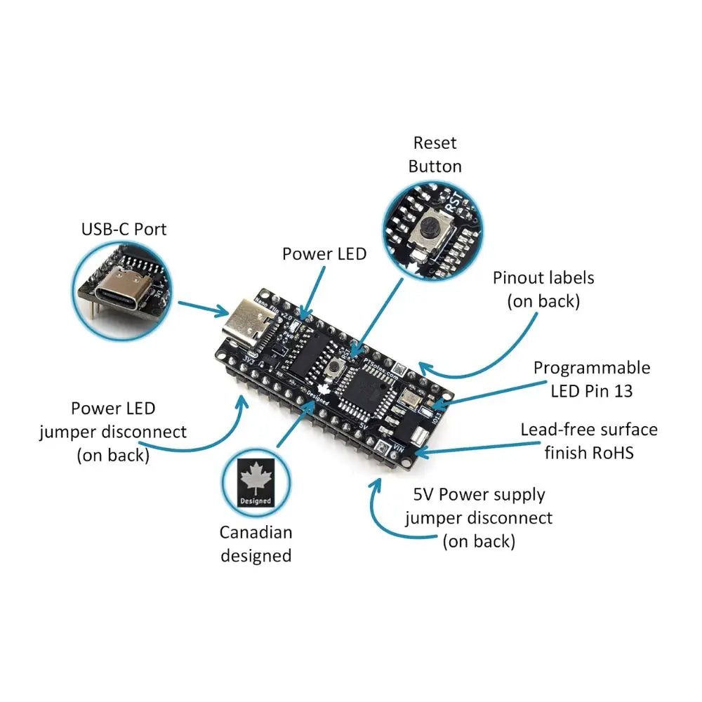Ptsolns Nano Flip Microcontroller Based On Atmega328p Arduino Nano Compatible Robotshop