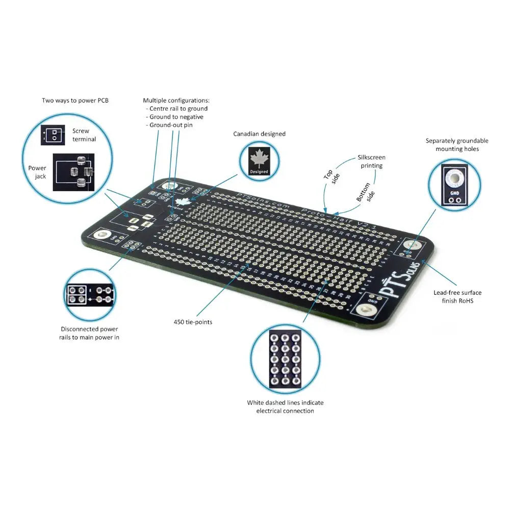 PTSolns Proto-Half Basic Prototyping Breadboard - RobotShop