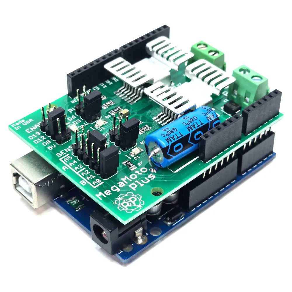 Robot Power MegaMoto Plus Dual Channel H-Bridge Motor Controller for Arduino 20A, 5-28V - RobotShop