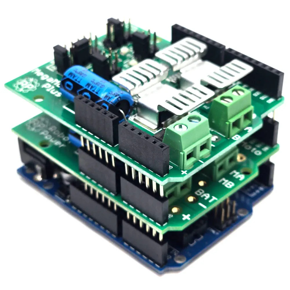 Robot Power MegaMoto Plus Dual Channel H-Bridge Motor Controller for Arduino 20A, 5-28V - RobotShop
