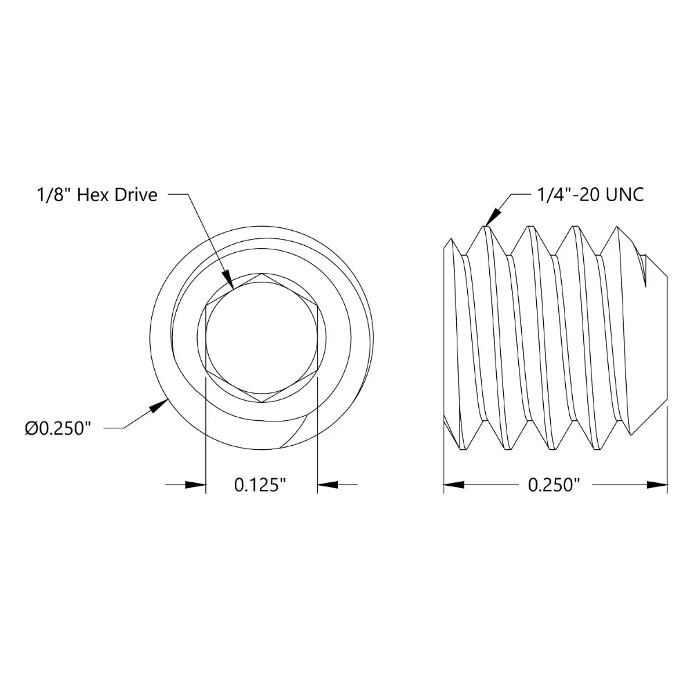 ServoCity 1/4"-20 Cup-Point Set-Screw (0.250" Length) - 6 Pack - RobotShop