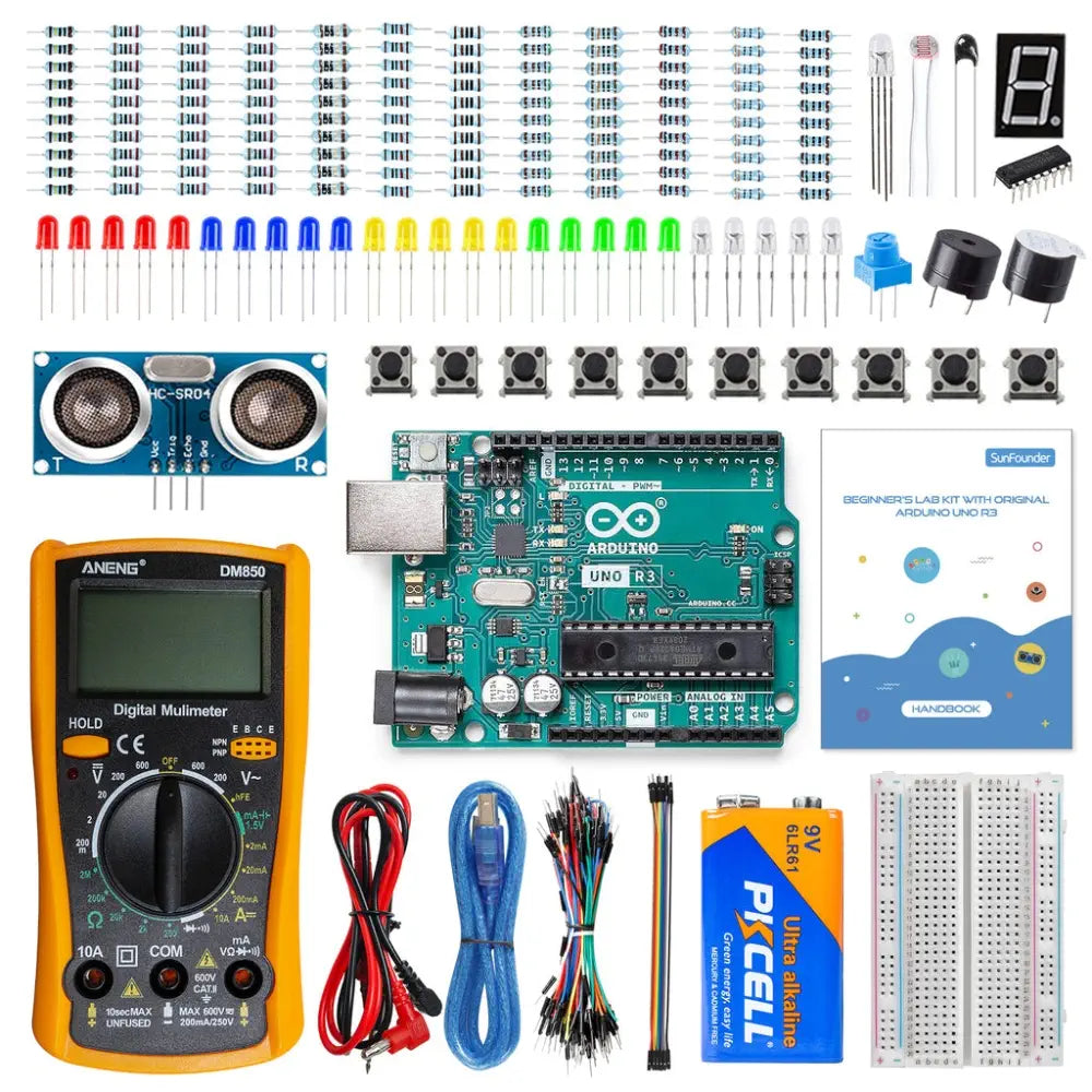 SunFounder Beginner's Lab Starter Kit w/ Original Arduino Uno R3 REV3 Board - RobotShop