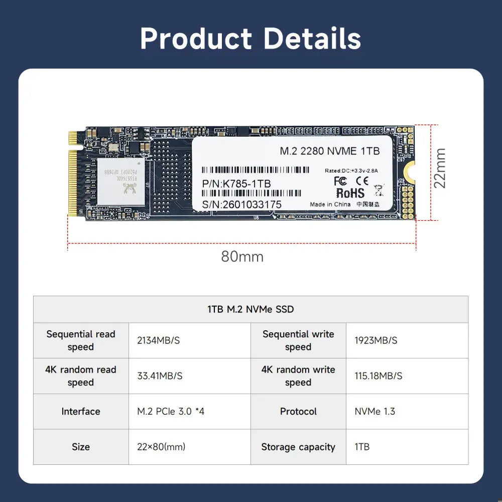 1TB M.2 NVMe Solid State Drive - RobotShop