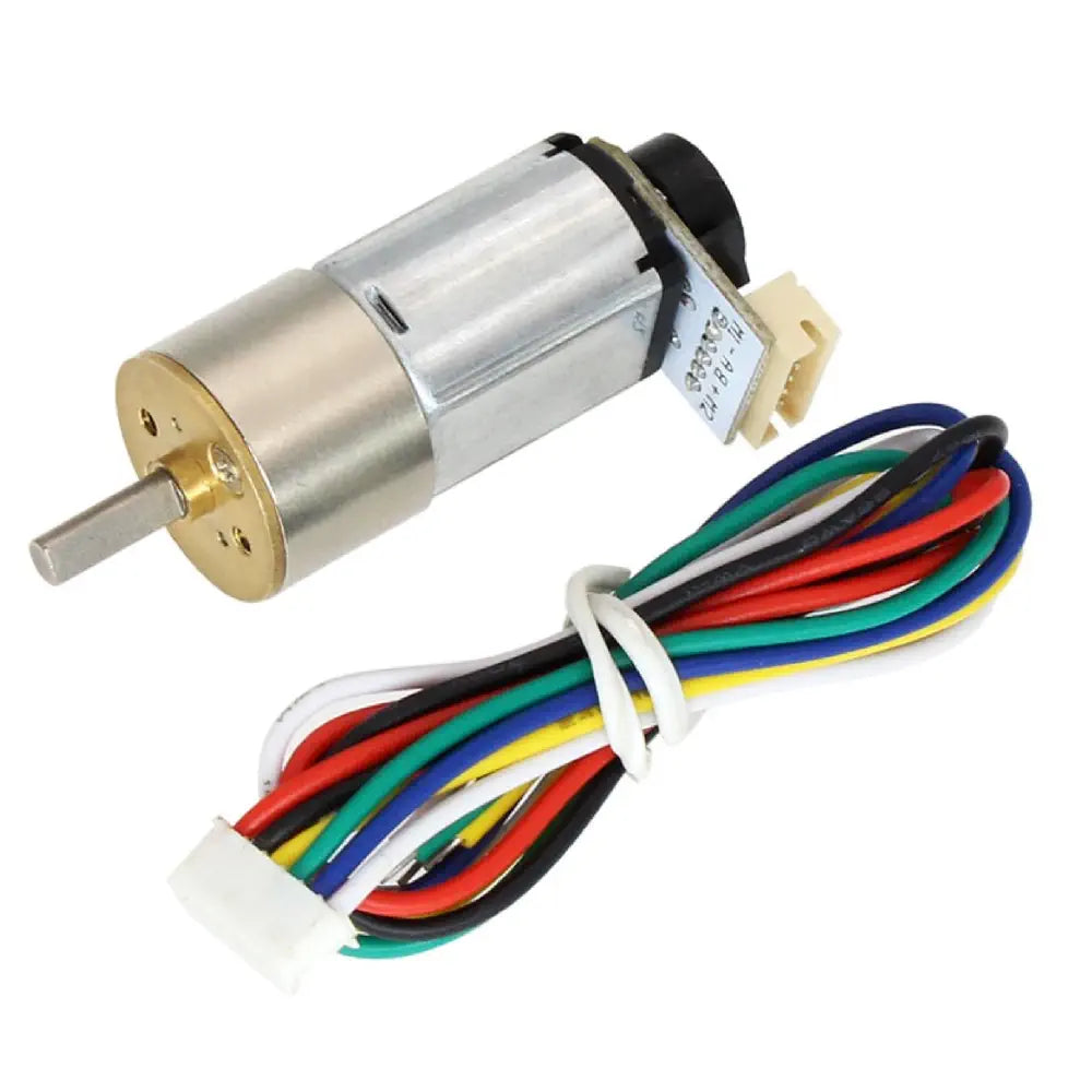 Motor de Engranajes Metálico DC GM16 c/ Encoder – 12V 205RPM - RobotShop