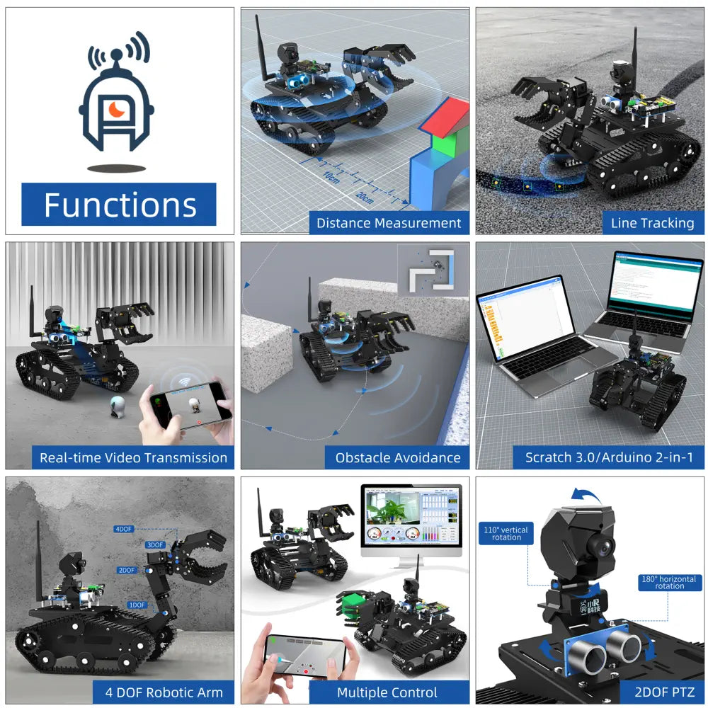 Smart Robot Car Kit with Robotic Arm HD Camera for Mega 2560, Utility ...