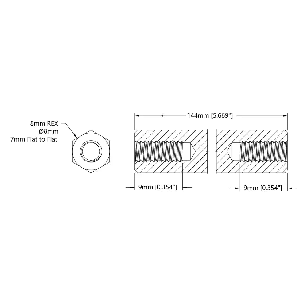 1516 Series 8mm REX™ Standoff (M4 x 0.7mm Threads, 144mm Length) - 4 ...