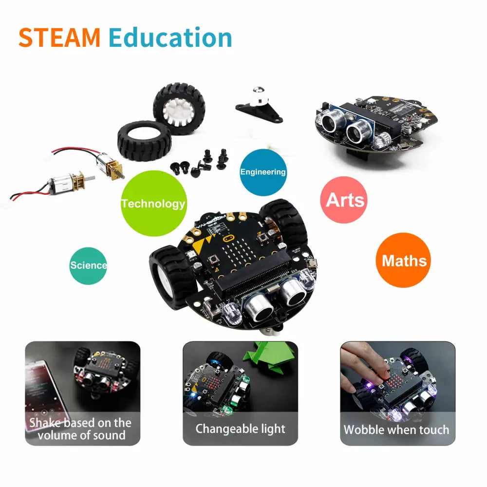Tiny:bit Smart Robot Car for STEM Coding Education, Powered By Micro:bit (w/o Microbit Board ...