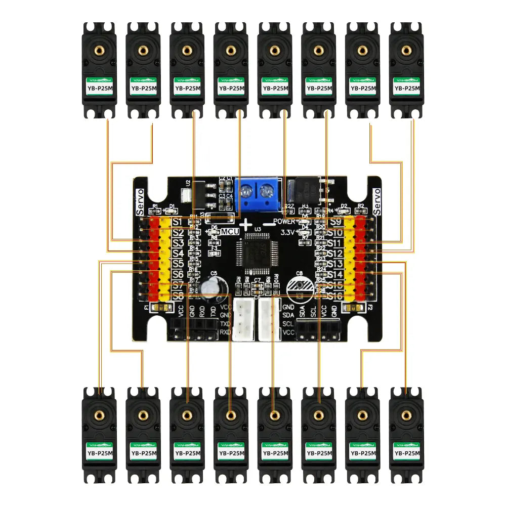 Yahboom 16 Channel PWM Servo Control Debugging Board w/ Bluetooth APP ...