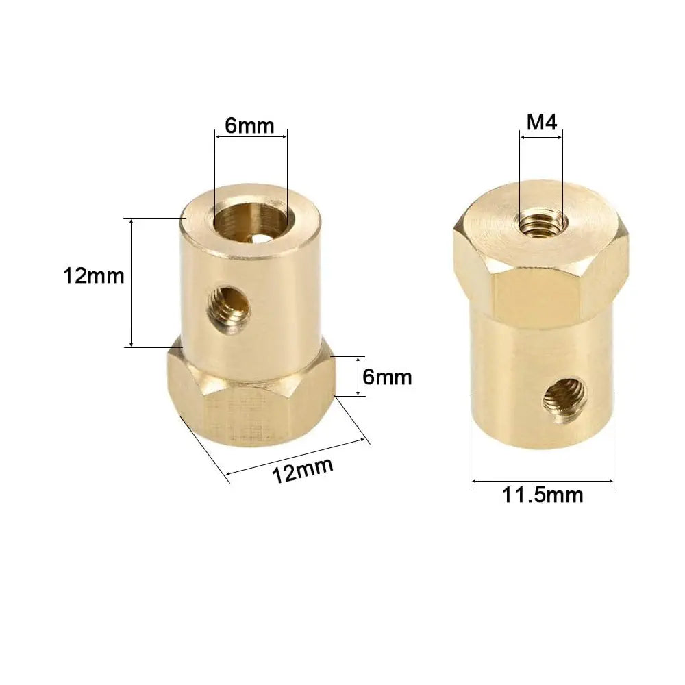 Hex Coupler 6mm Bore Motor Hex Brass Shaft Coupling Connector for Car ...
