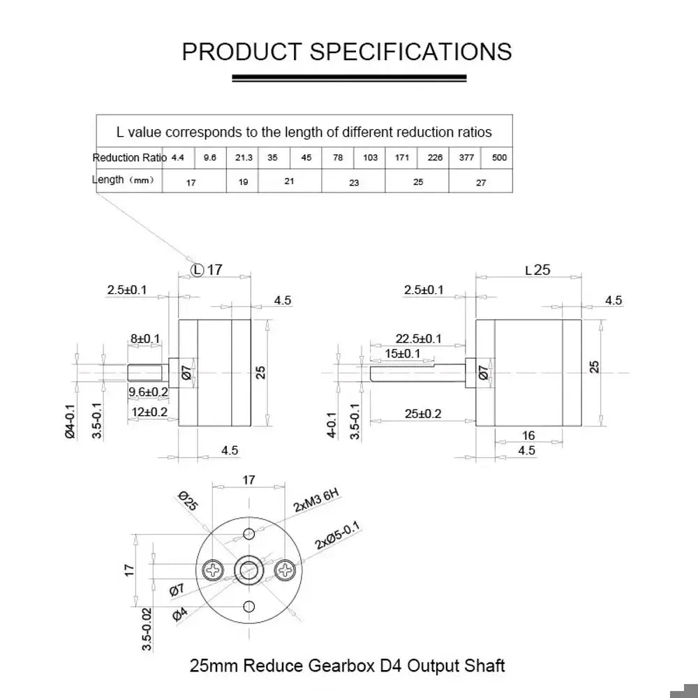 Caja de Reducción 25mm Alta Precisión Gran Torque c/ 5pzas/lote para ...