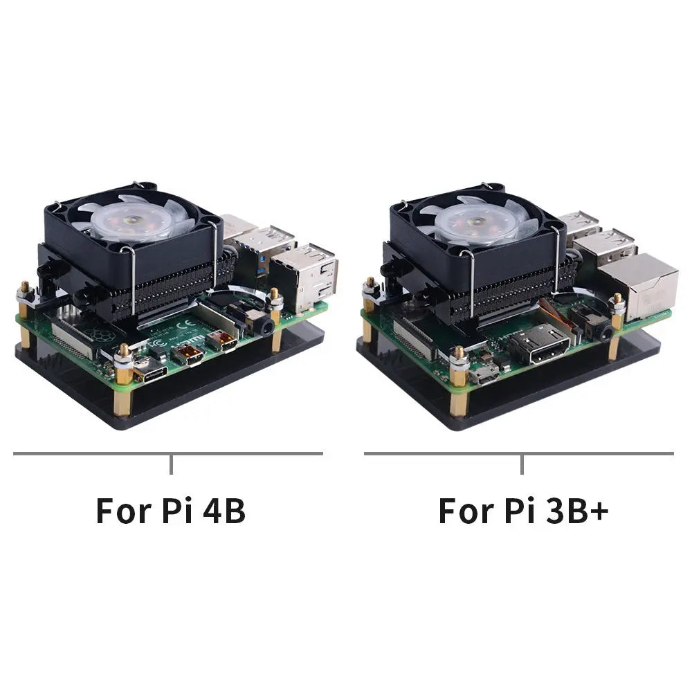 52Pi Low-Profile ICE Tower Cooling Fan for Raspberry Pi 4/3B+/3B (Black ...