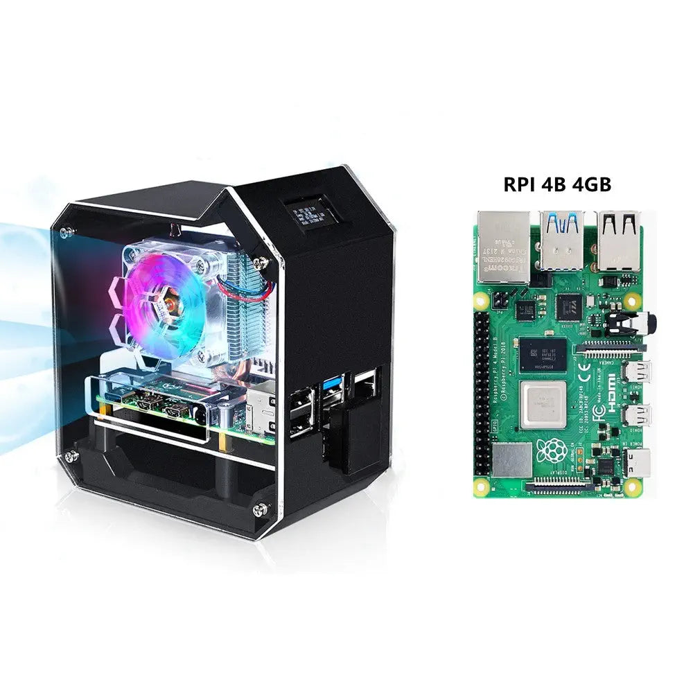 52Pi Mini NAS Tower Kit w/ ICE Tower Cooling & OLED Display for Pi 4B ...