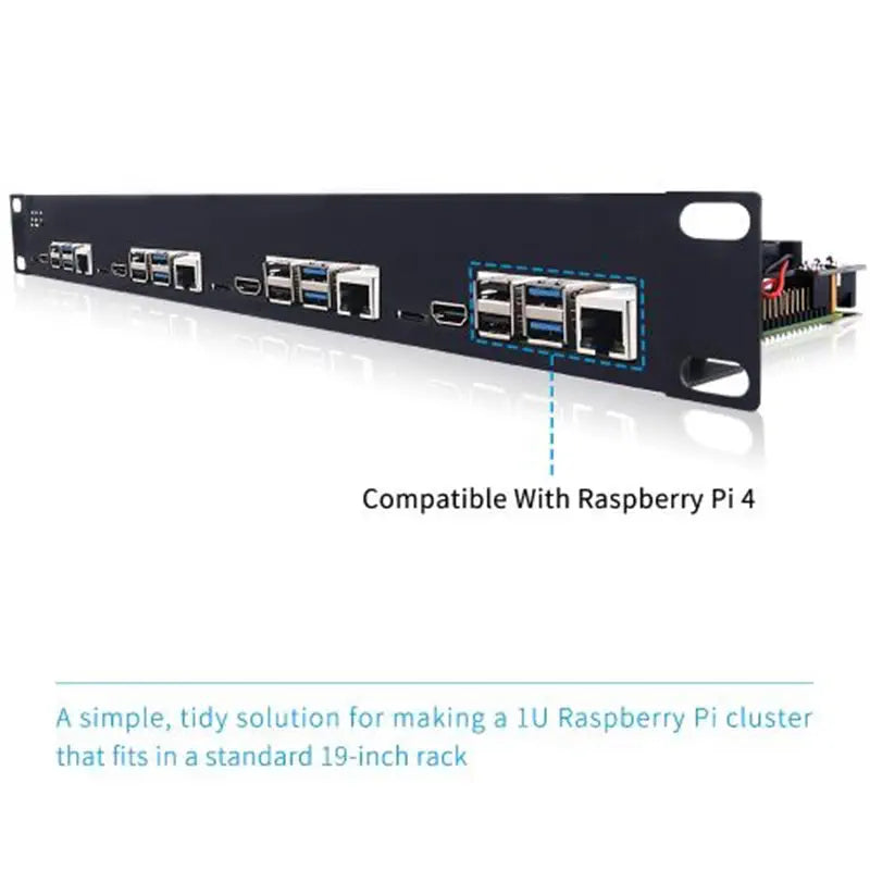 52Pi 1U Rack Bracket for Raspberry Pi 4B ,19-inch 4-Slot w/ Heatsinks ...