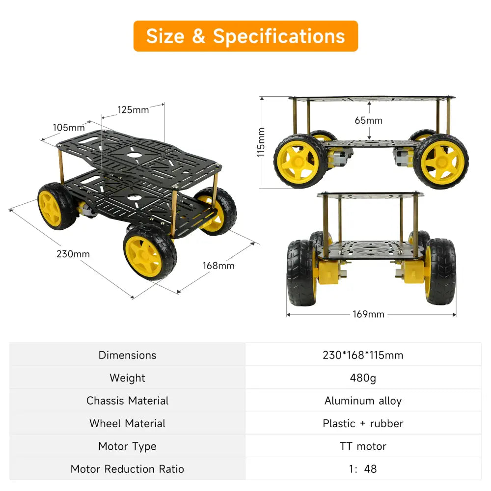 Double layer 4WD Robot Car Chassis Kit for Arduino Raspberry Pi with ...