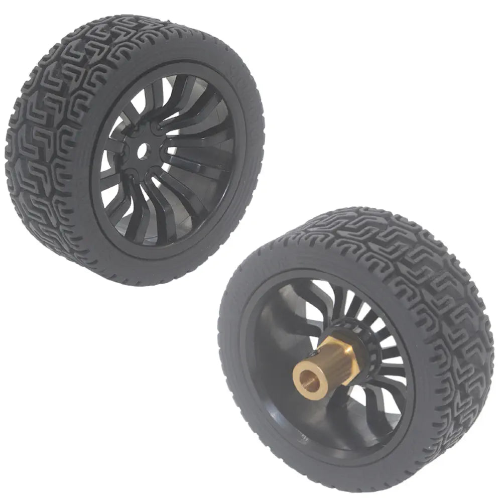 65D Rubber Wheels for Smart Vehicles & Robots (Pair) - RobotShop