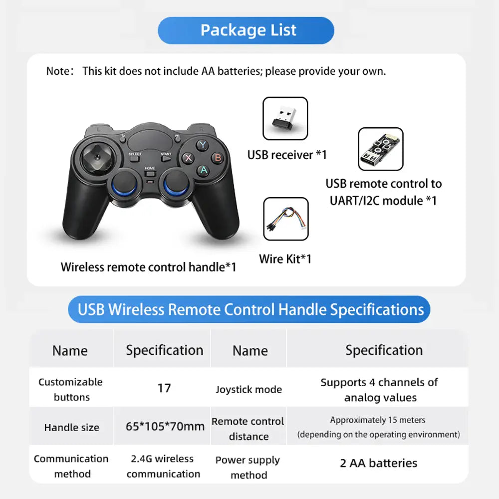2.4G Wireless Gamepad for Smart Cars, Balancing Vehicles, Robots ...