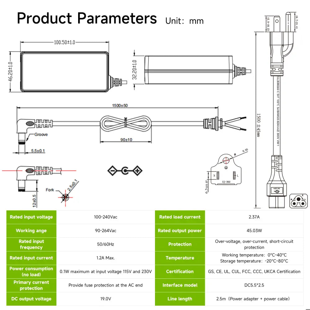 19V/2.37A DC power supply for Jetson Orin NX SUPER/Orin NANO SUPER ...