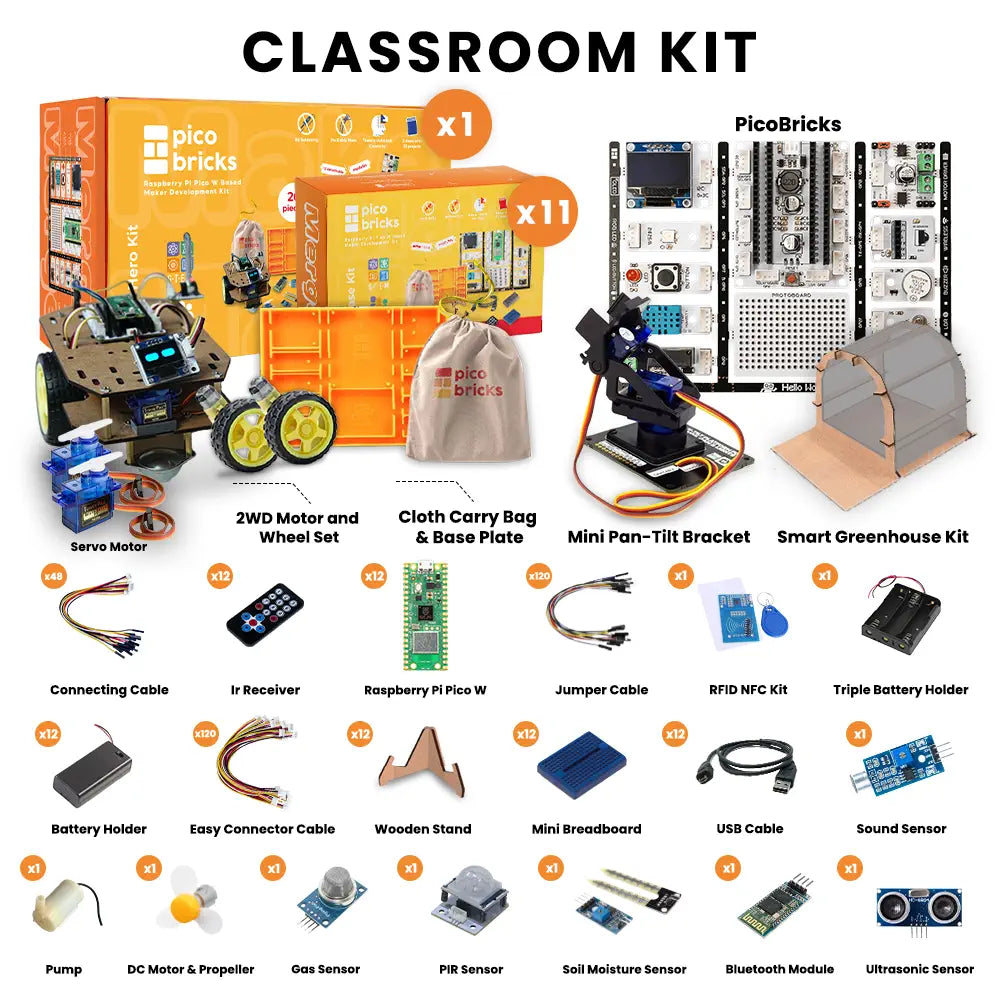 PicoBricks - Raspberry Pi Pico Starter Kit with 12 Sensors and ...