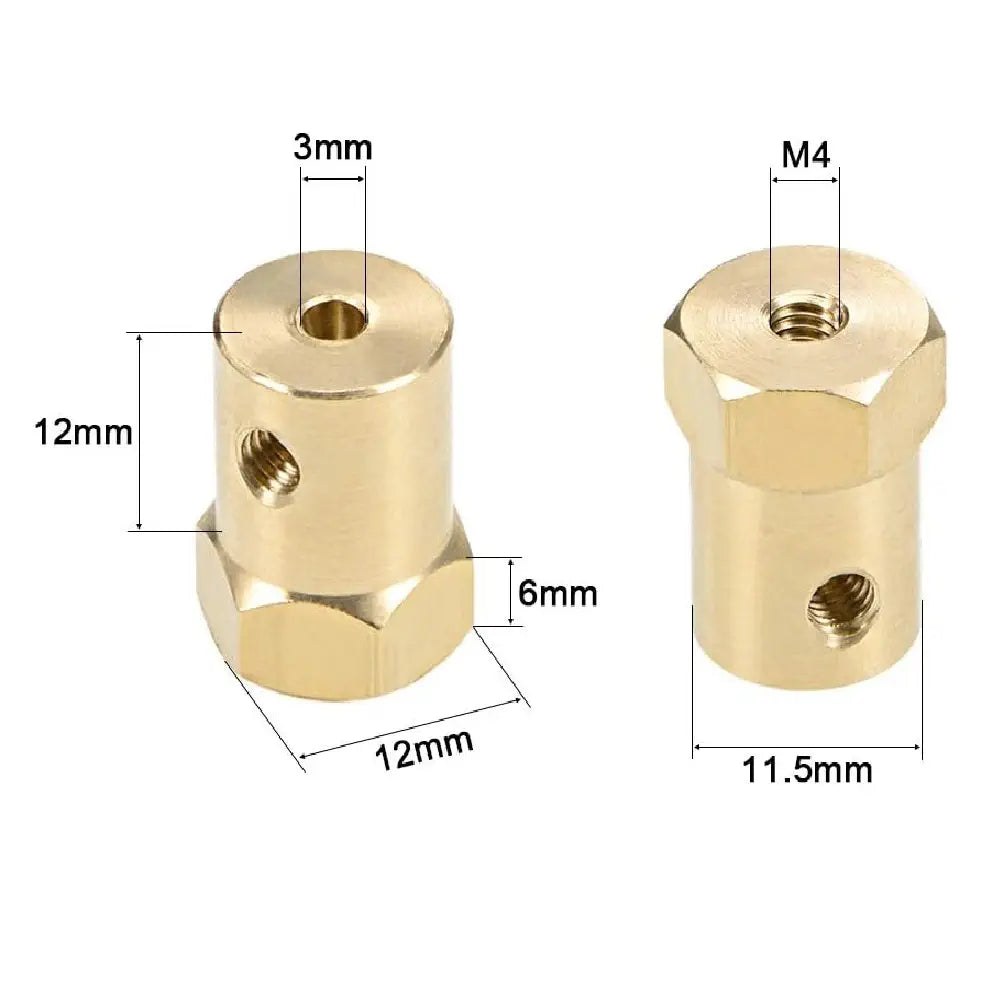 Hex Coupler 3mm Bore Motor Hex Brass Shaft Coupling Connector for Car ...