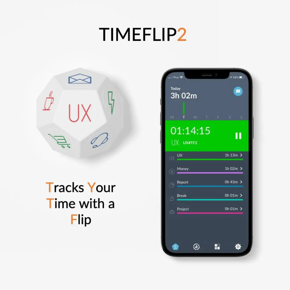 TIMEFLIP2 Smart Time Tracker, bluetooth - RobotShop
