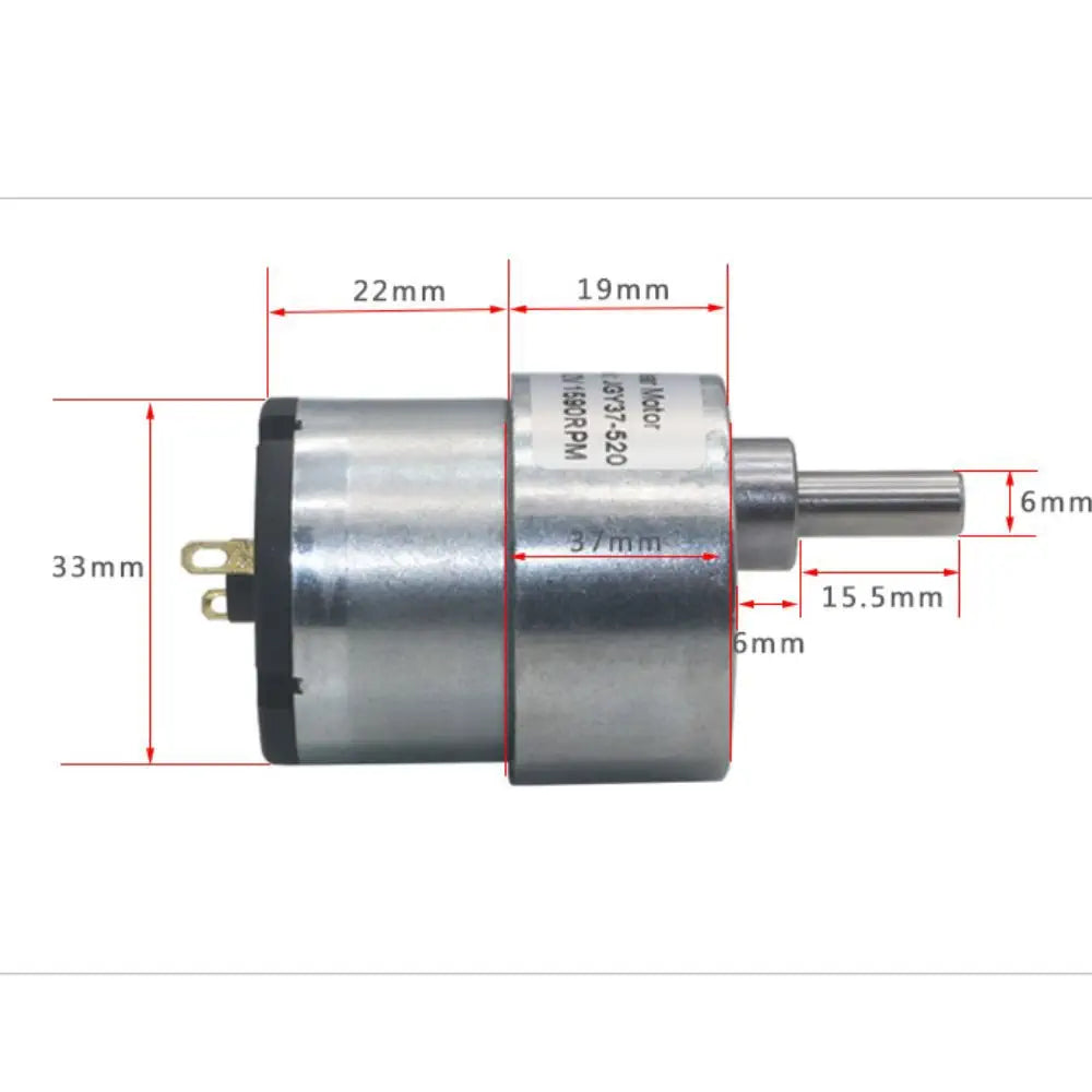 12V 200RPM Brushed DC Gear Motor W/37mm Diameter gearbox - RobotShop