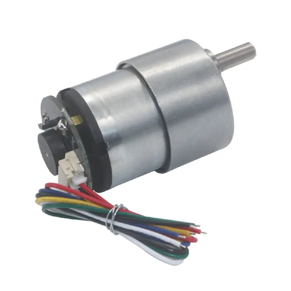 37mm Diameter, 12V, 35RPM Brushed DC Gear Motor w/ Encoder - RobotShop