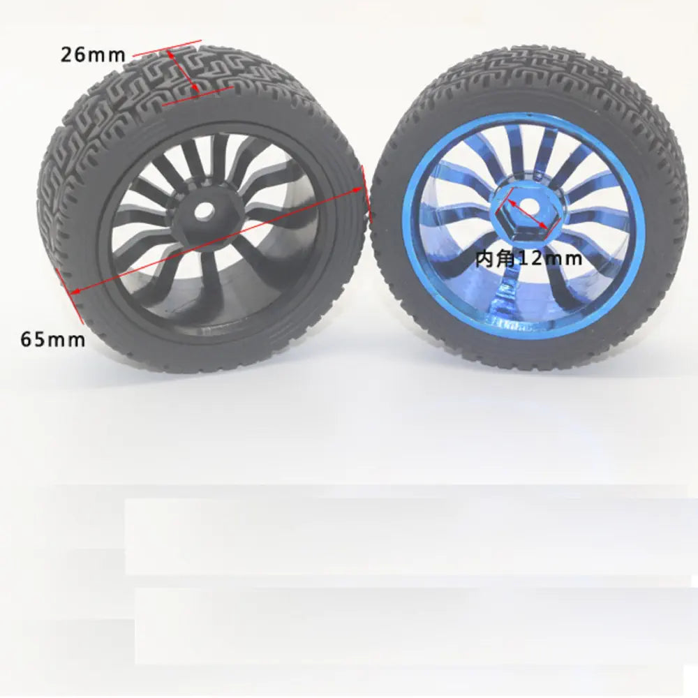 65D Rubber Wheels for Smart Vehicles & Robots (Pair) - RobotShop