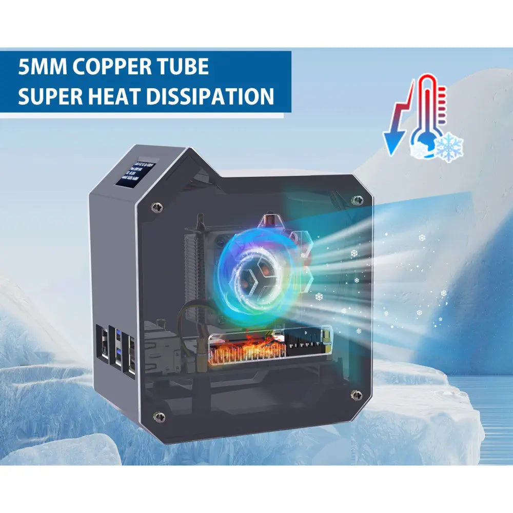 52Pi ABS Mini Tower Kit w/ Ice Tower Cooler for Raspberry Pi 5 - RobotShop