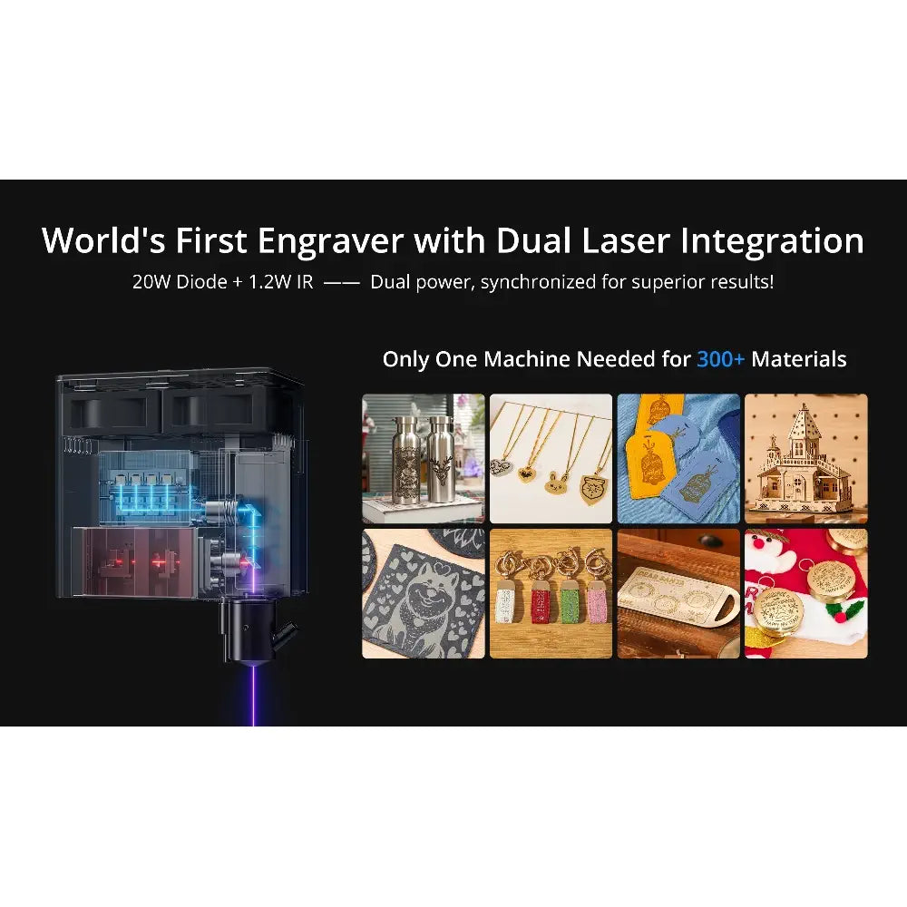 AtomStack Kraft Dual-Laser Engraver 20W Diode & 1.2W IR - RobotShop
