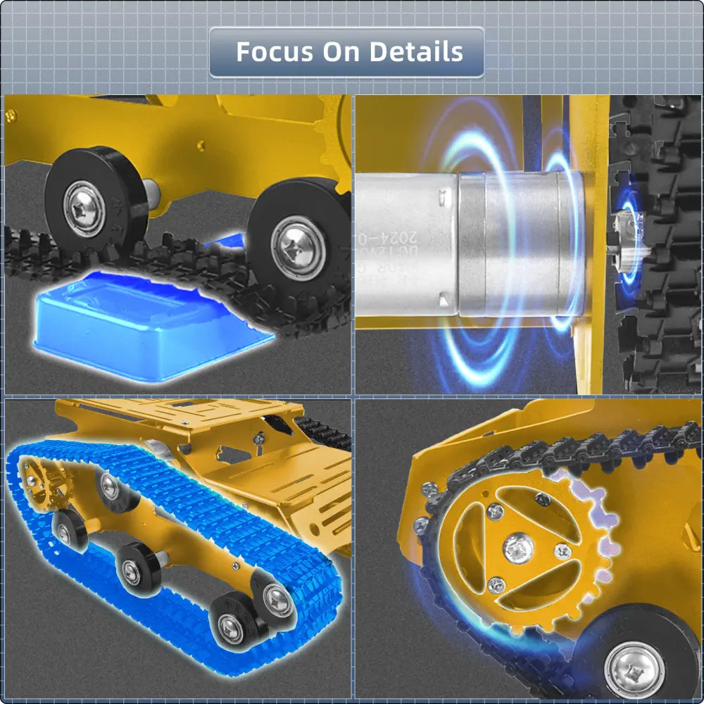 Tank Car Chassis with Motor, Shock Absorbing Robot Chassis Full-Metal ...