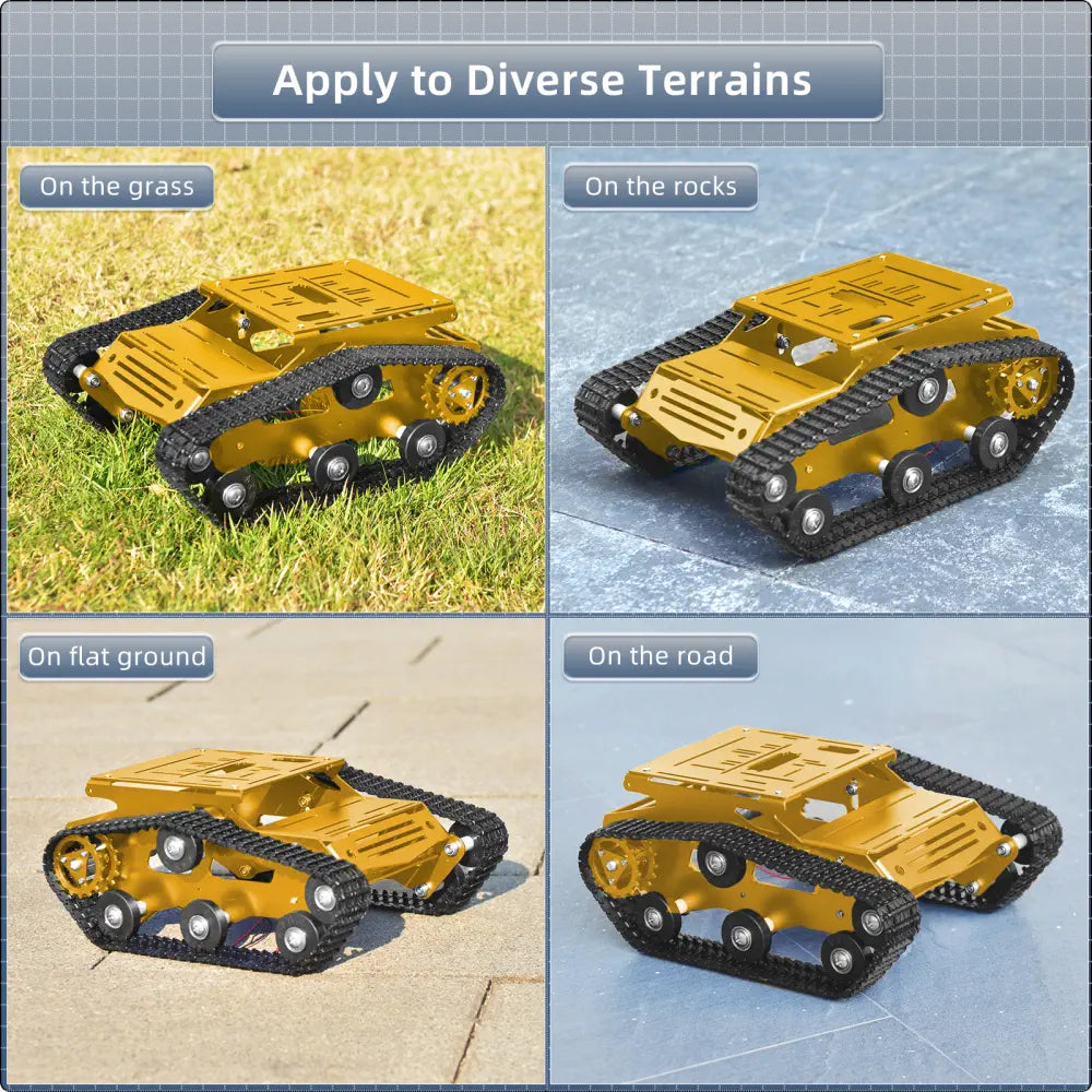 Tank Car Chassis with Motor, Shock Absorbing Robot Chassis Full-Metal ...