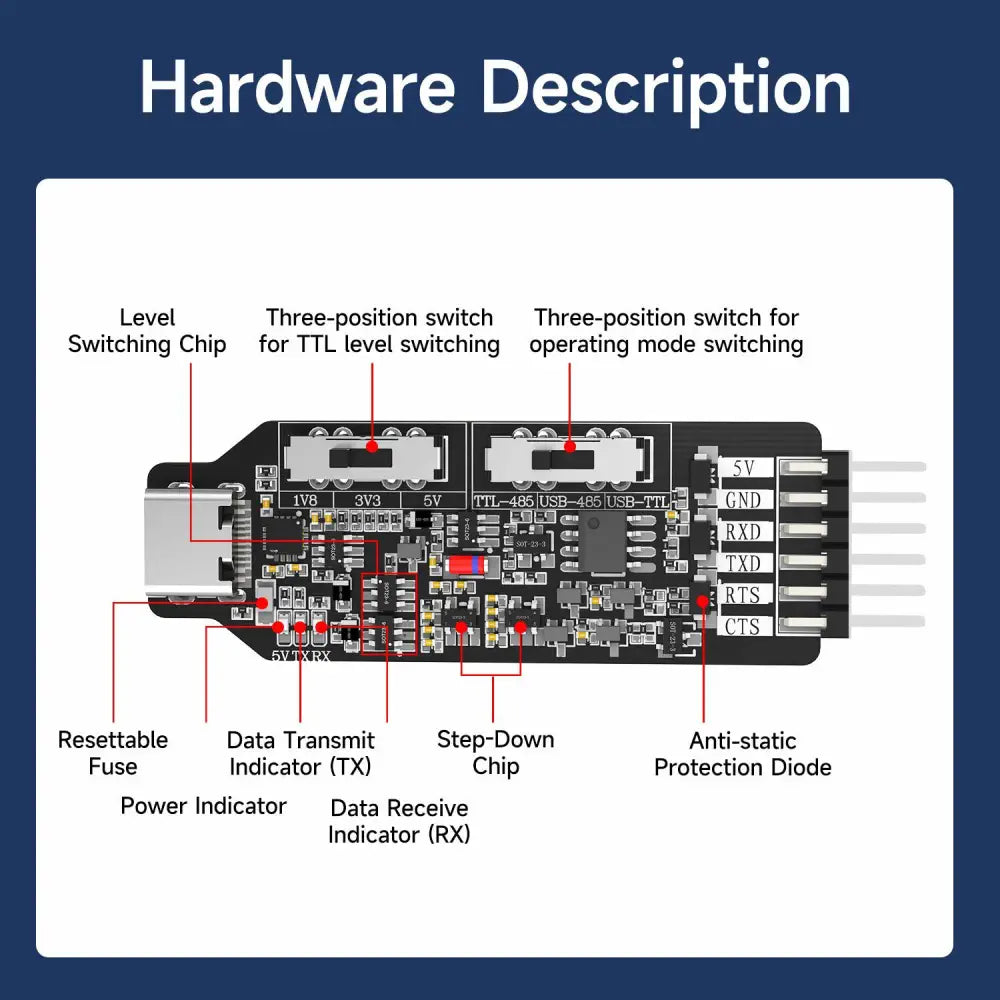 Yahboom USB Multi-functional Serial Port Module-Separate Module - RobotShop