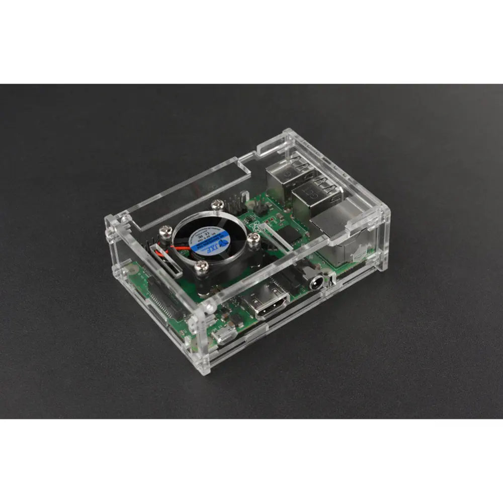DFRobot Transparent Acrylic Case for Raspberry Pi B+/2B/3B (w/ Fan ...
