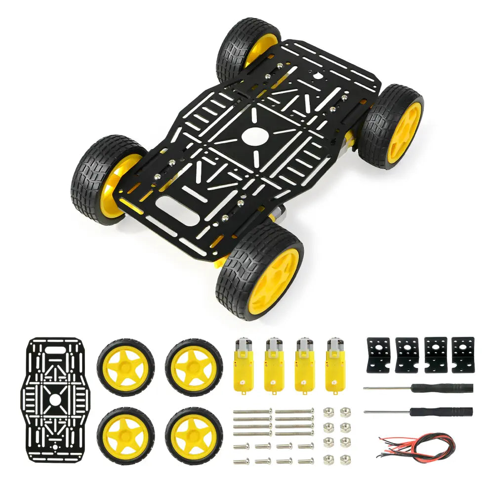 4WD Robot Car Chassis Kit for Arduino Raspberry Pi with Aluminum Alloy ...