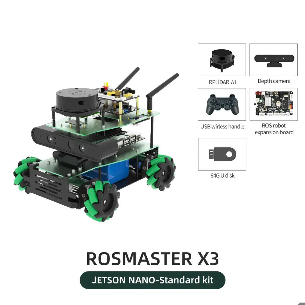 Yahboom Rosmaster X3 ROS2 Robot w/ Mecanum Wheel (Jetson Nano Standard ...