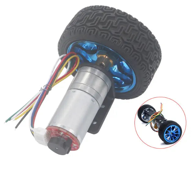 25D 12V Encoder Gear Motor w/ Mounting Bracket 65mm Wheel for Smart ...