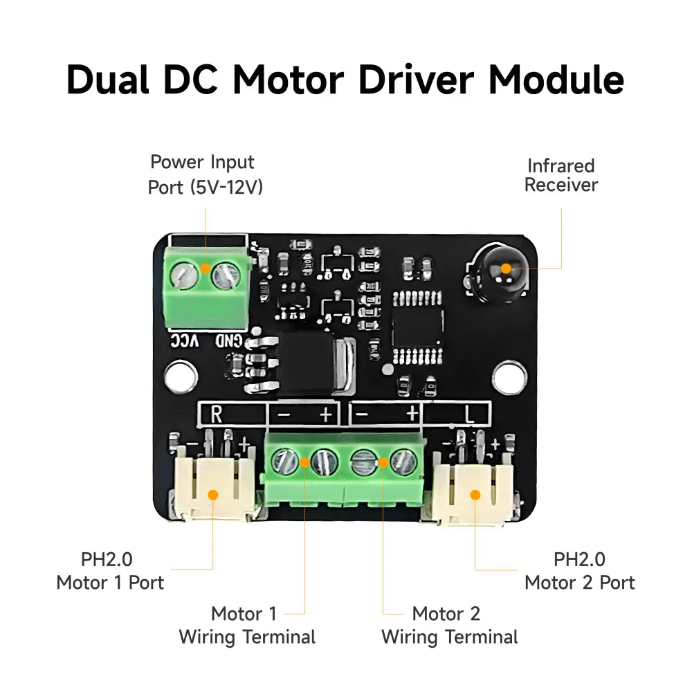 Infrared Remote Control Motor Driver Kit - Dual Motor Controller Module ...