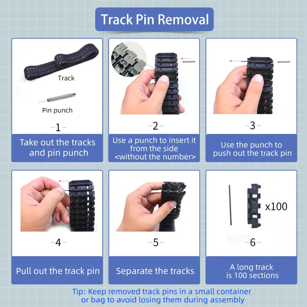 Adjustable Robot Tank Treads Kit with Drive Gears & Pin Removal Tool ...