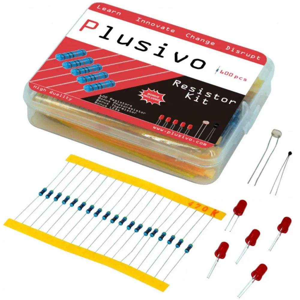 Plusivo Resistor Assortment Kit - 10-1M Ohms (600pcs) - RobotShop