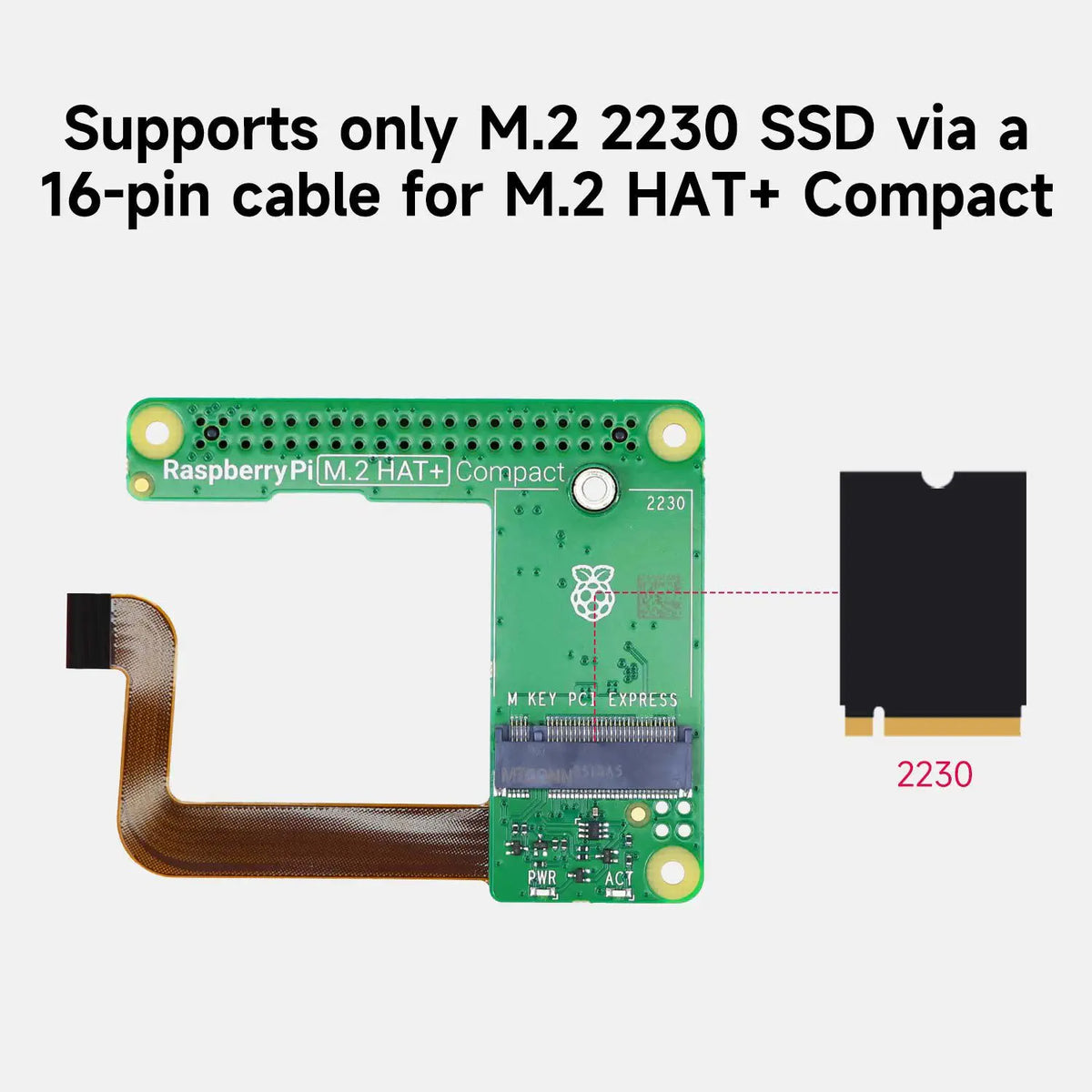 Raspberry Pi 5 Official M.2 HAT+ Compact Kit - RobotShop