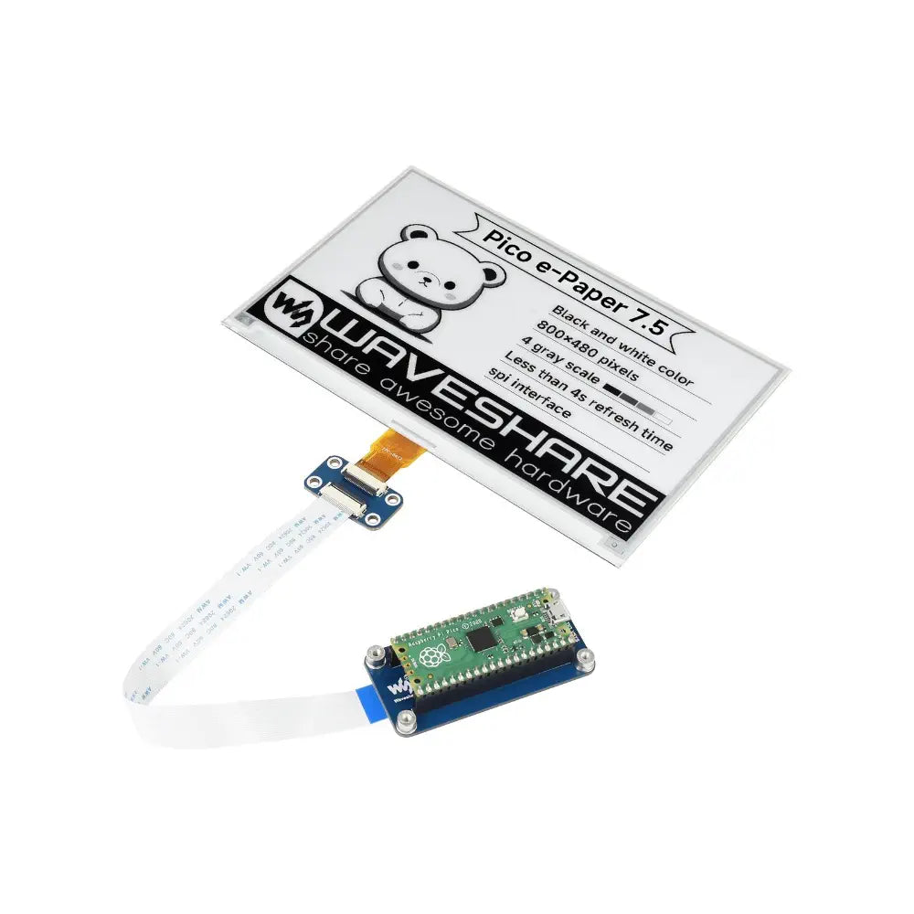 Waveshare 7.5" E-Paper E-Ink Display Module for Raspberry Pi Pico, 800× ...